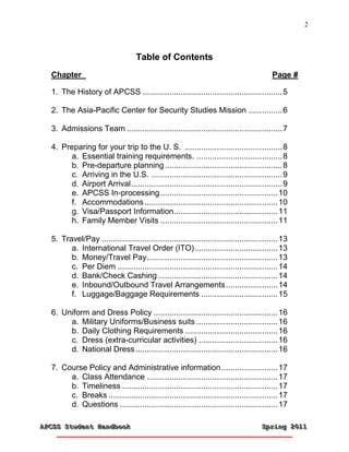 Apcss student handbook_sp2011 | PDF