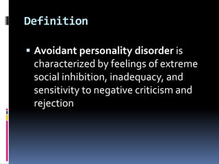 Avoidant Personality Disorder | PPT