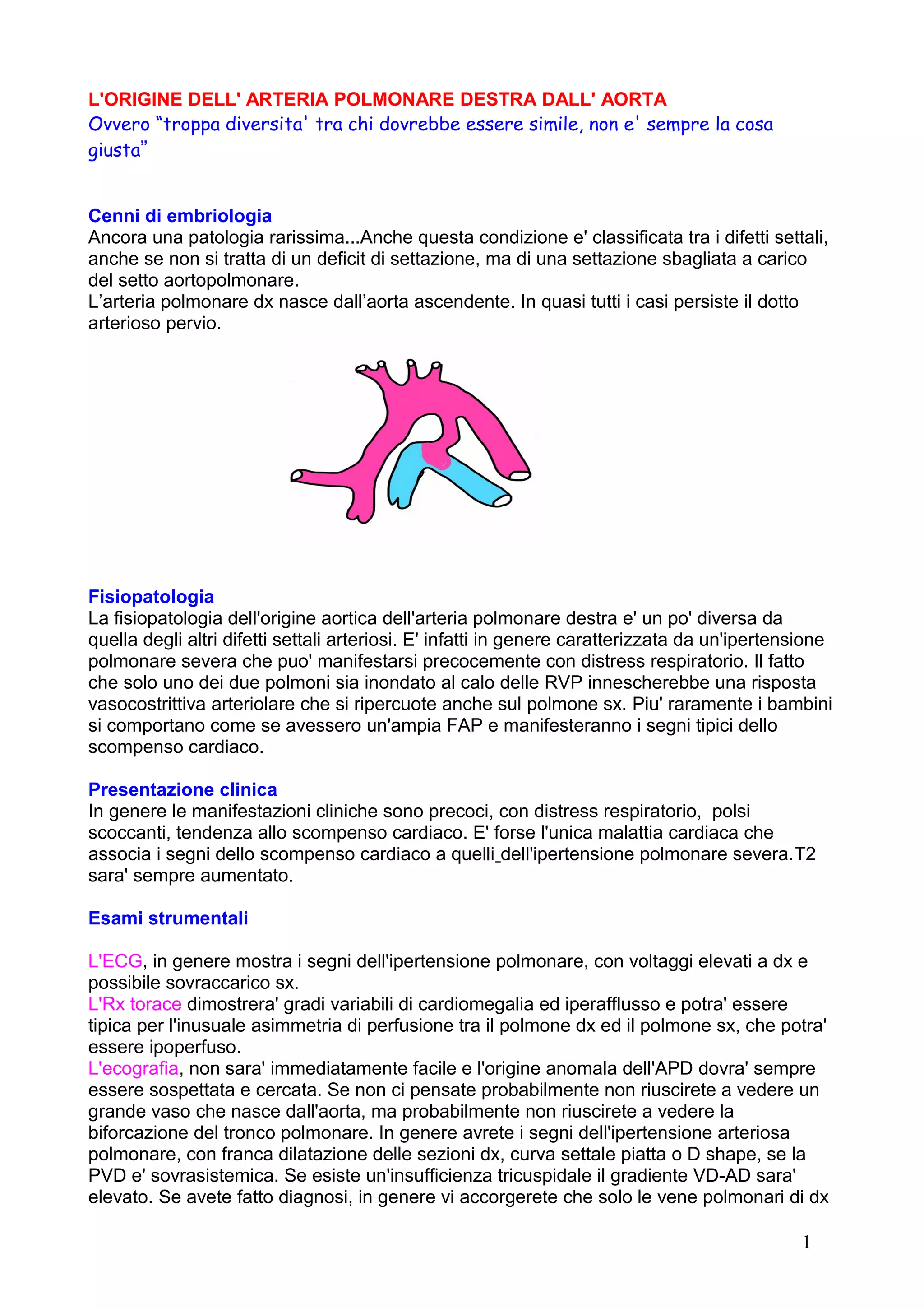 L'origine della polmonare dx dall'aorta | PDF