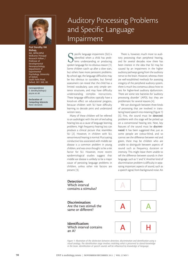 Auditory Processing Disorder and Specific Language Impairment | PDF