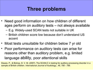 Auditory processing disorder (APD) and specific language impairment | PPT