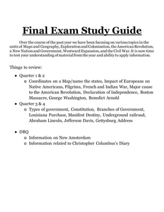 Final exam inquiry study guide | DOCX