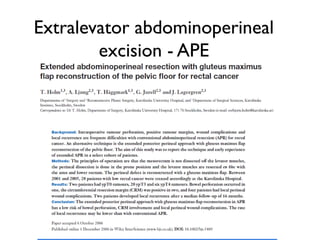 Extralevator abdominoperineal excision | PPT