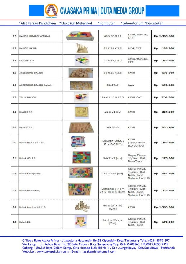 Katalog Alat Permainan Edukatif (APE) PAUD 2024 | PDF