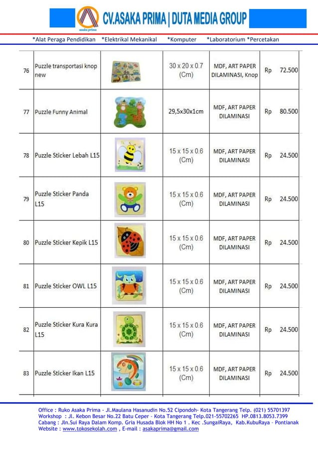 Katalog Alat Permainan Edukatif (APE) PAUD 2024 | PDF