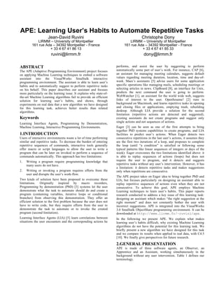 "APE: Learning User's Habits to Automate Repetitive Tasks" | DOC