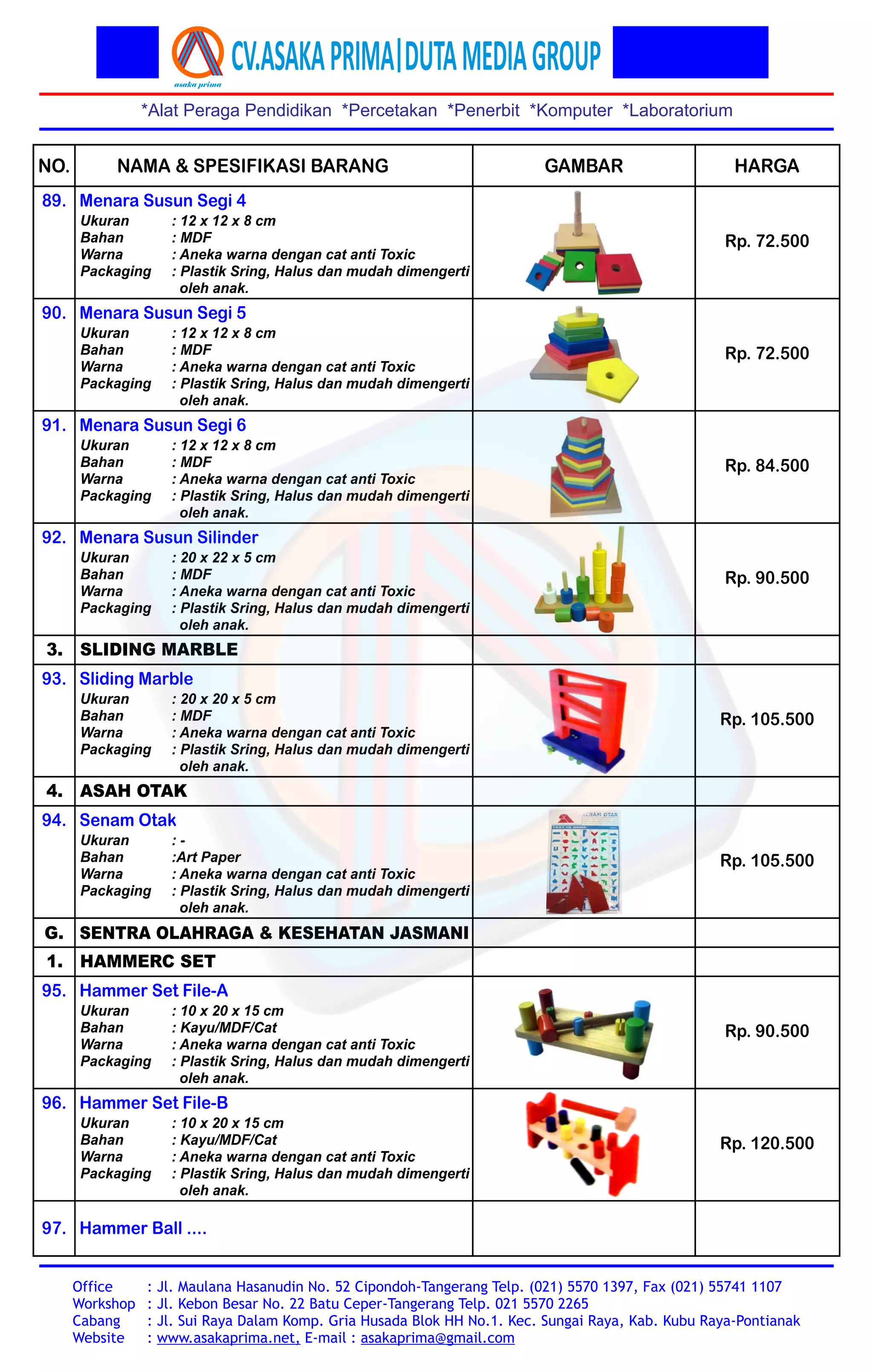 Ape 2017 cv.asaka prima ~ mainan edukasi paud | PDF