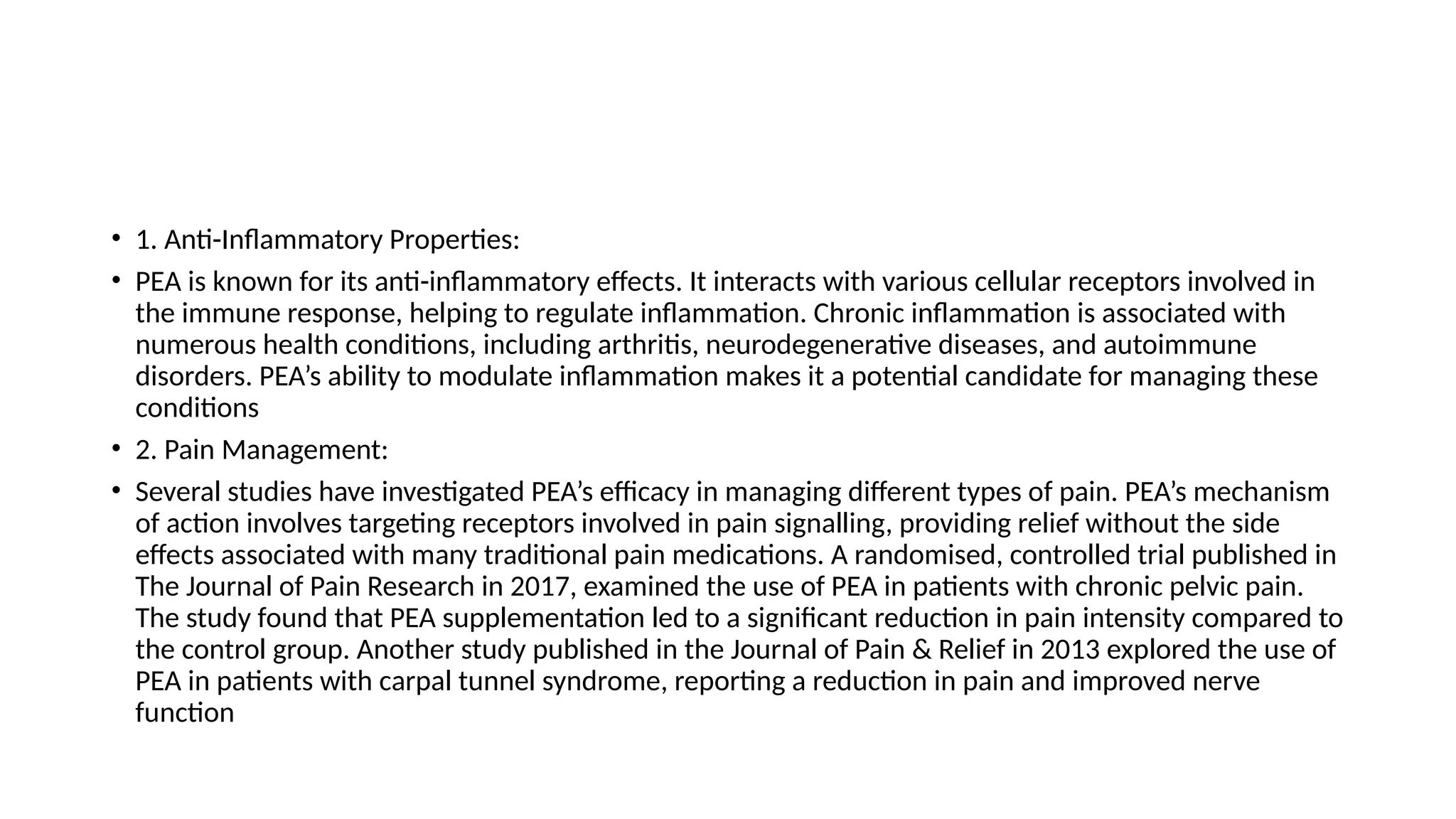 A PEA and CBD comparison of efficacy safety | PPTX