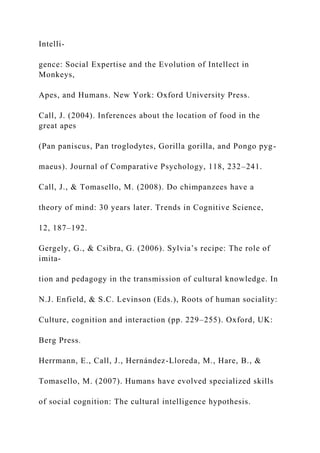 Ape and Human Cognition What’s theDifferenceMichael To.docx ...