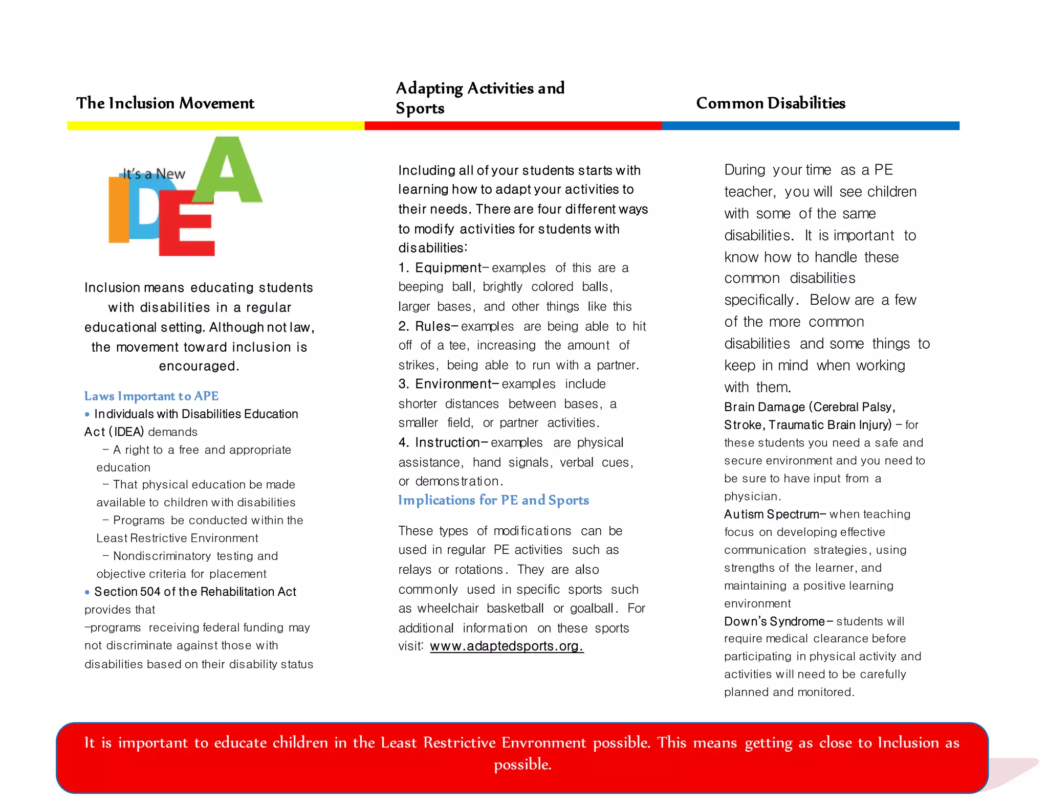 Adapted Physical Education Brochure | DOCX