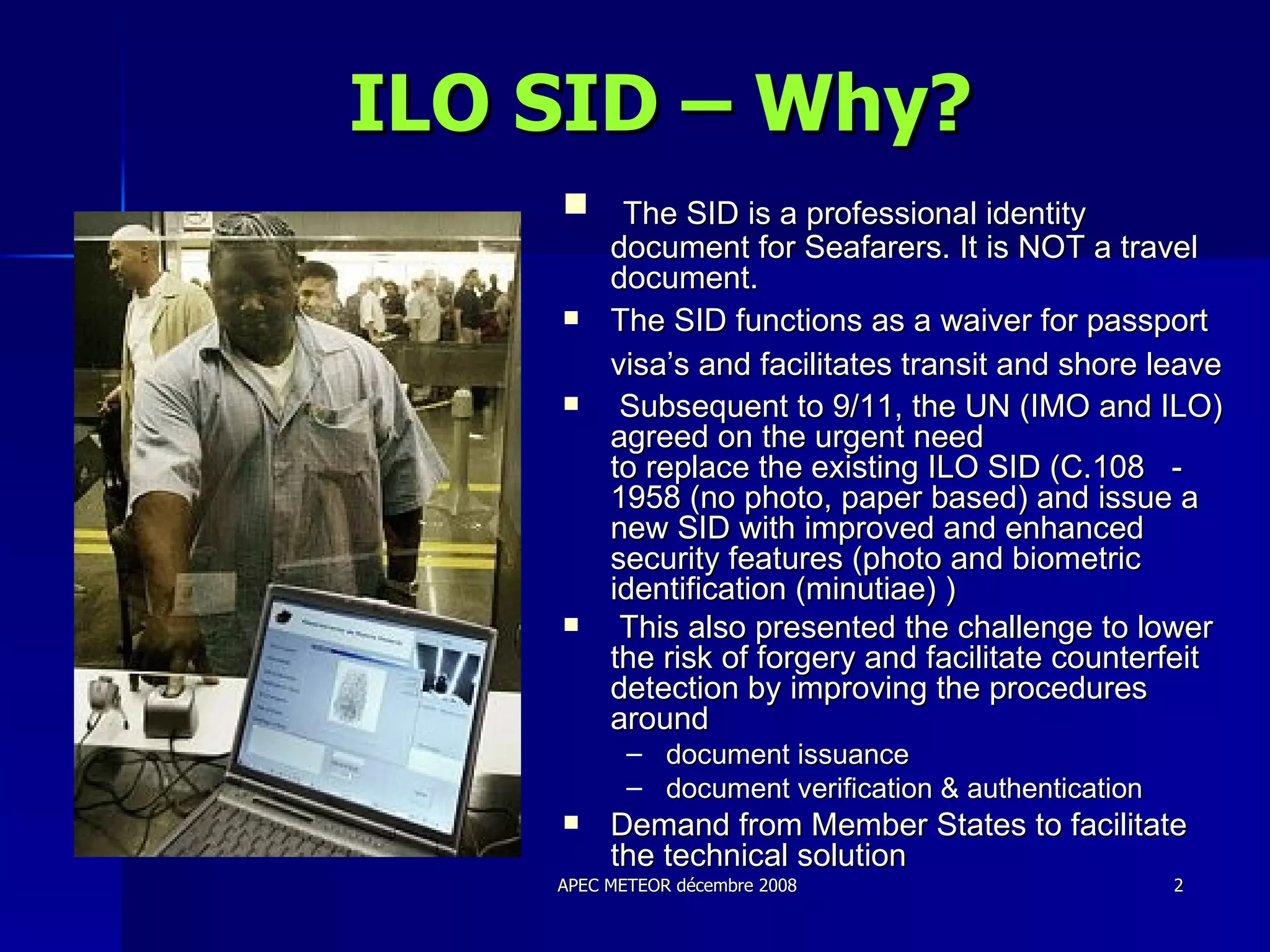 Identity Document with biometrics - a deployment - seafarers | PPT