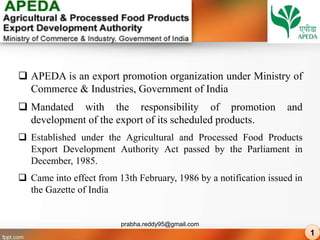 Apeda | PPTX | Agriculture | Industries