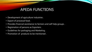 APEDA Prepared by RAMDENI RATHNAKAR | PPTX