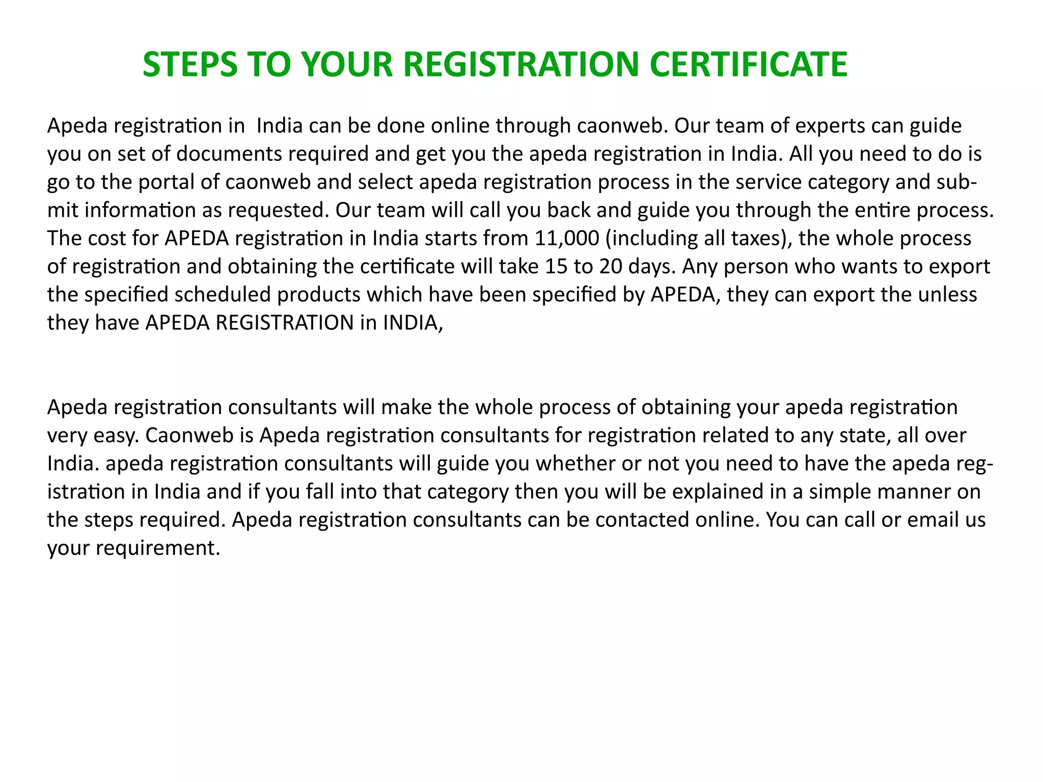 Apeda registration consultant | PDF
