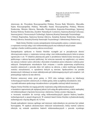 Apel Gmina Osielsko ws. mega ustawy 5G | PDF