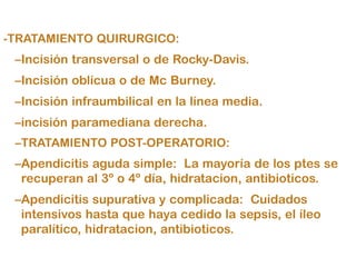 Apendicitis Aguda para tema FUNDAMENTAL DE CIRUGIA | PDF