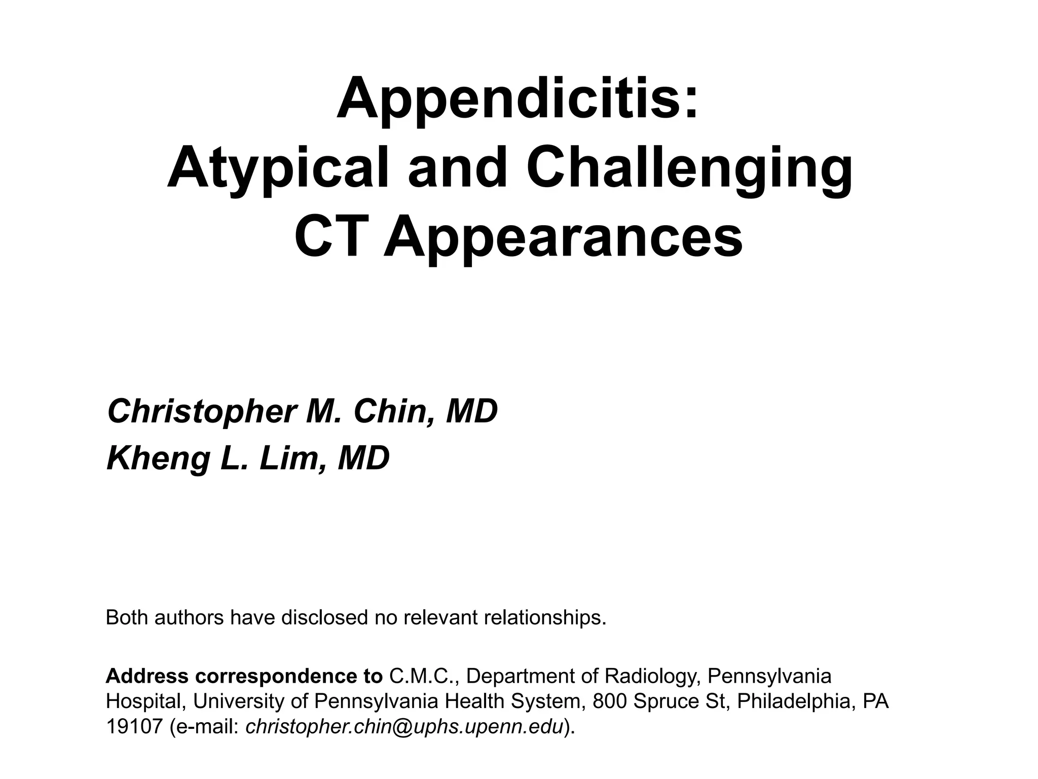 Apendicitis CT atypical Radiologia e Imagen | PPTX