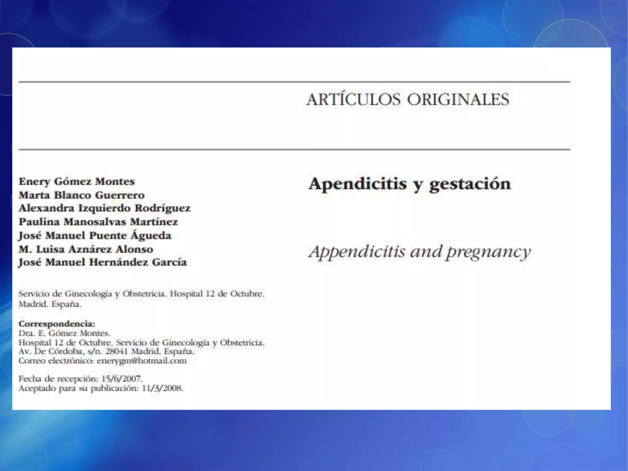 Apendicitis en el embarazo | PPTX