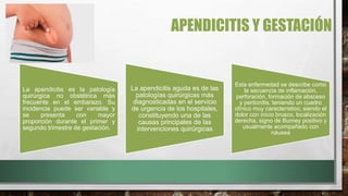 APENDICITIS Y EMBARAZO trabajo que se debe dar mayor importancia | PPTX