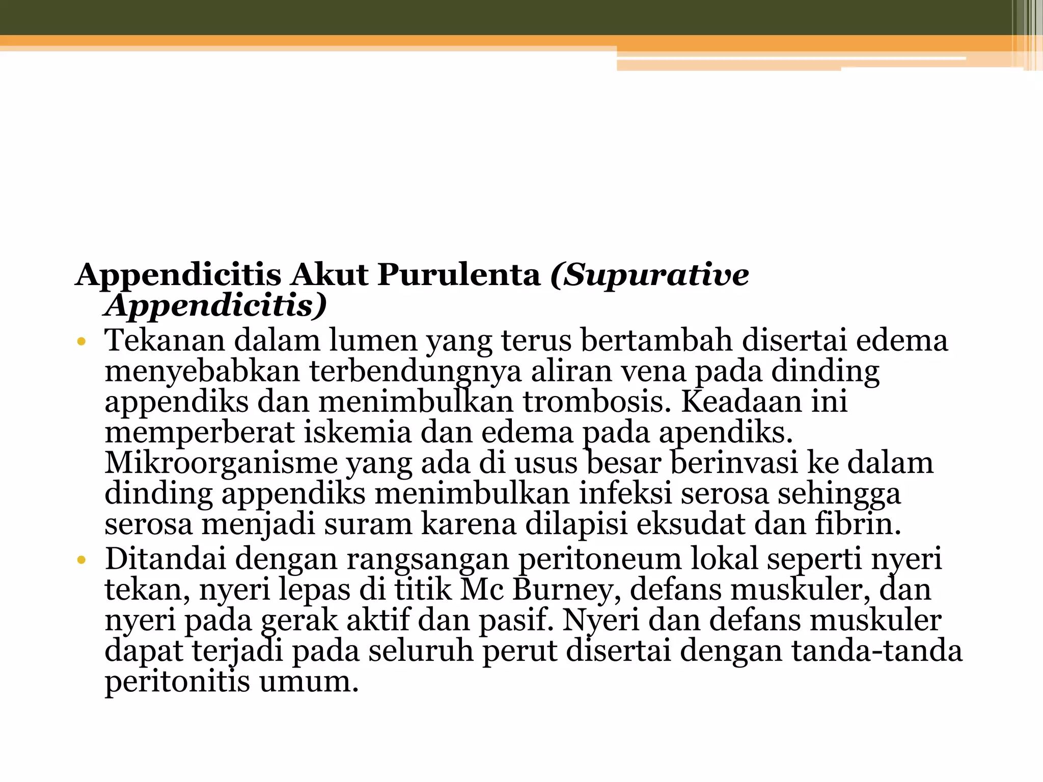 Apendisitis akut & kronik | PPTX