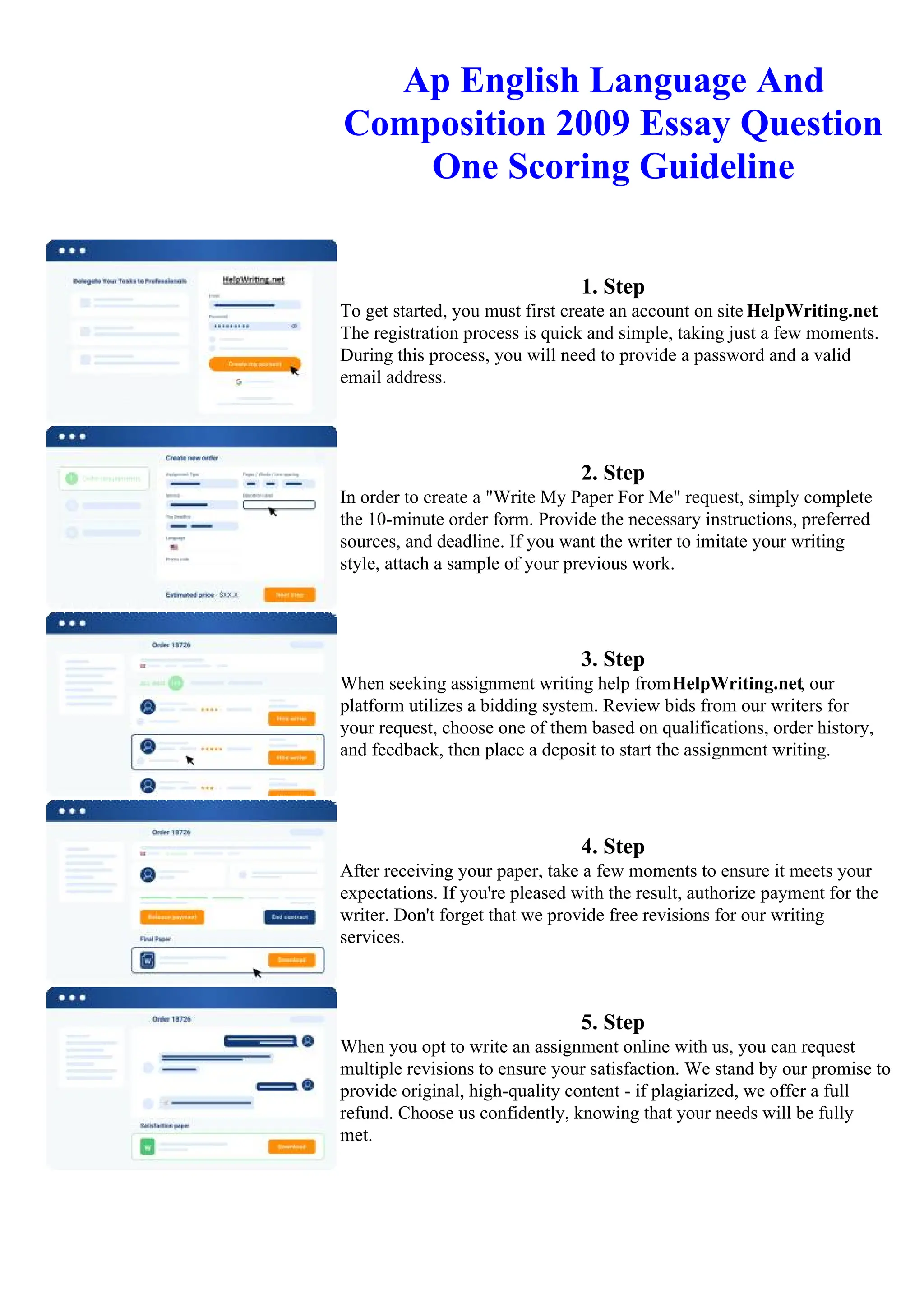 Ap English Language And Composition 2009 Essay Question One Scoring ...