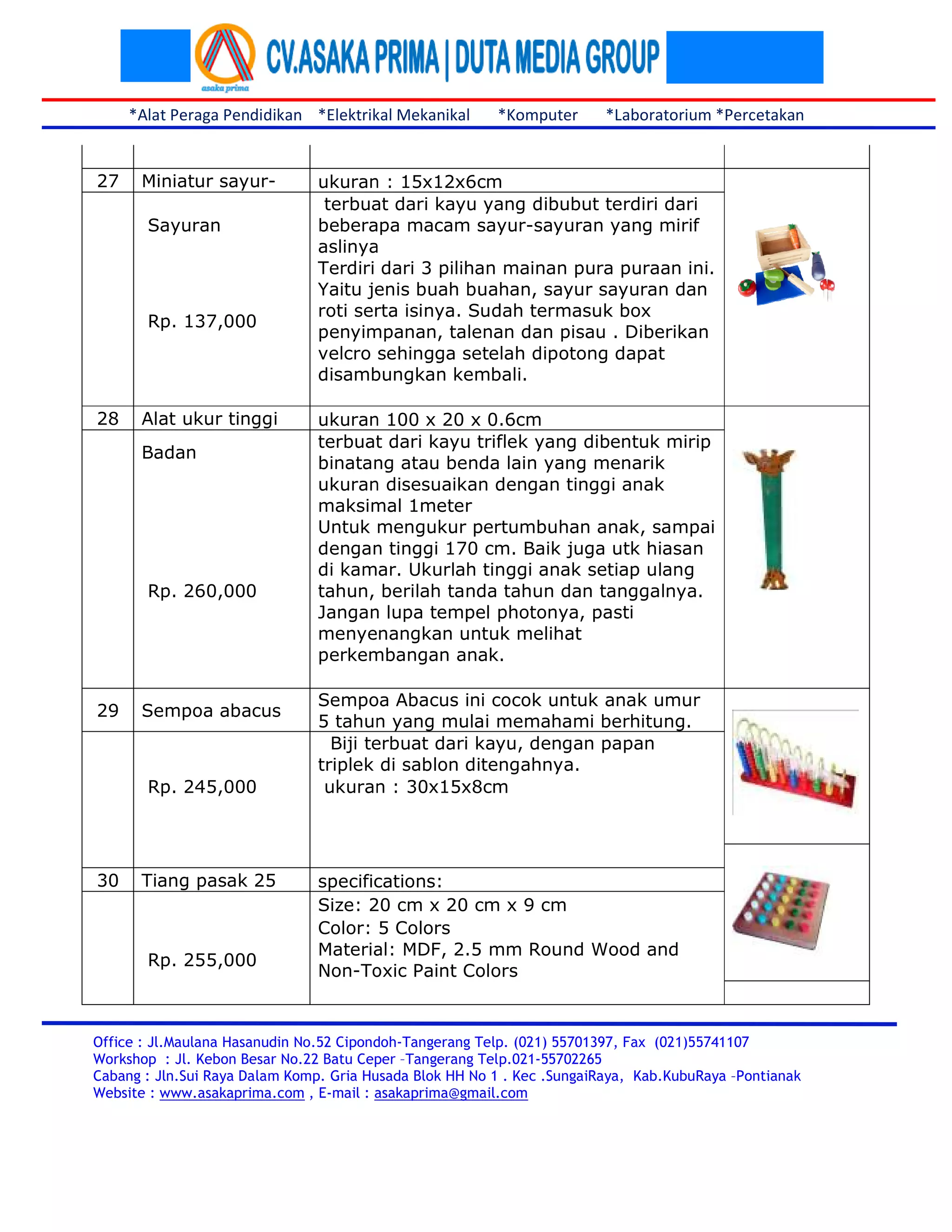 RAB BOP PAUD 2017 Mainan Kayu Edukatif Untuk TK dan PAUD CV.ASAKA PRIMA ...