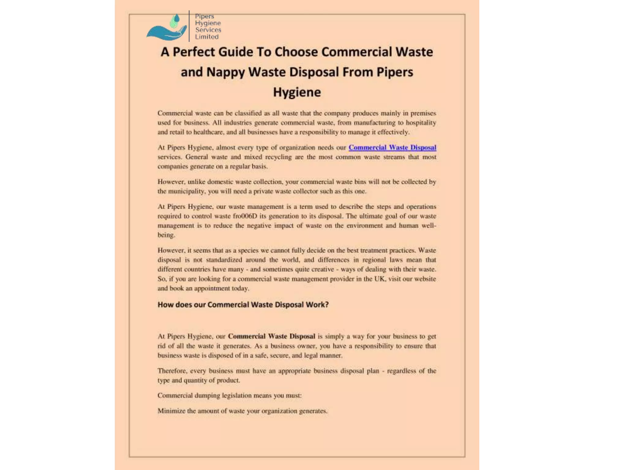 A Perfect Guide To Choose Commercial Waste and Nappy Waste Disposal ...