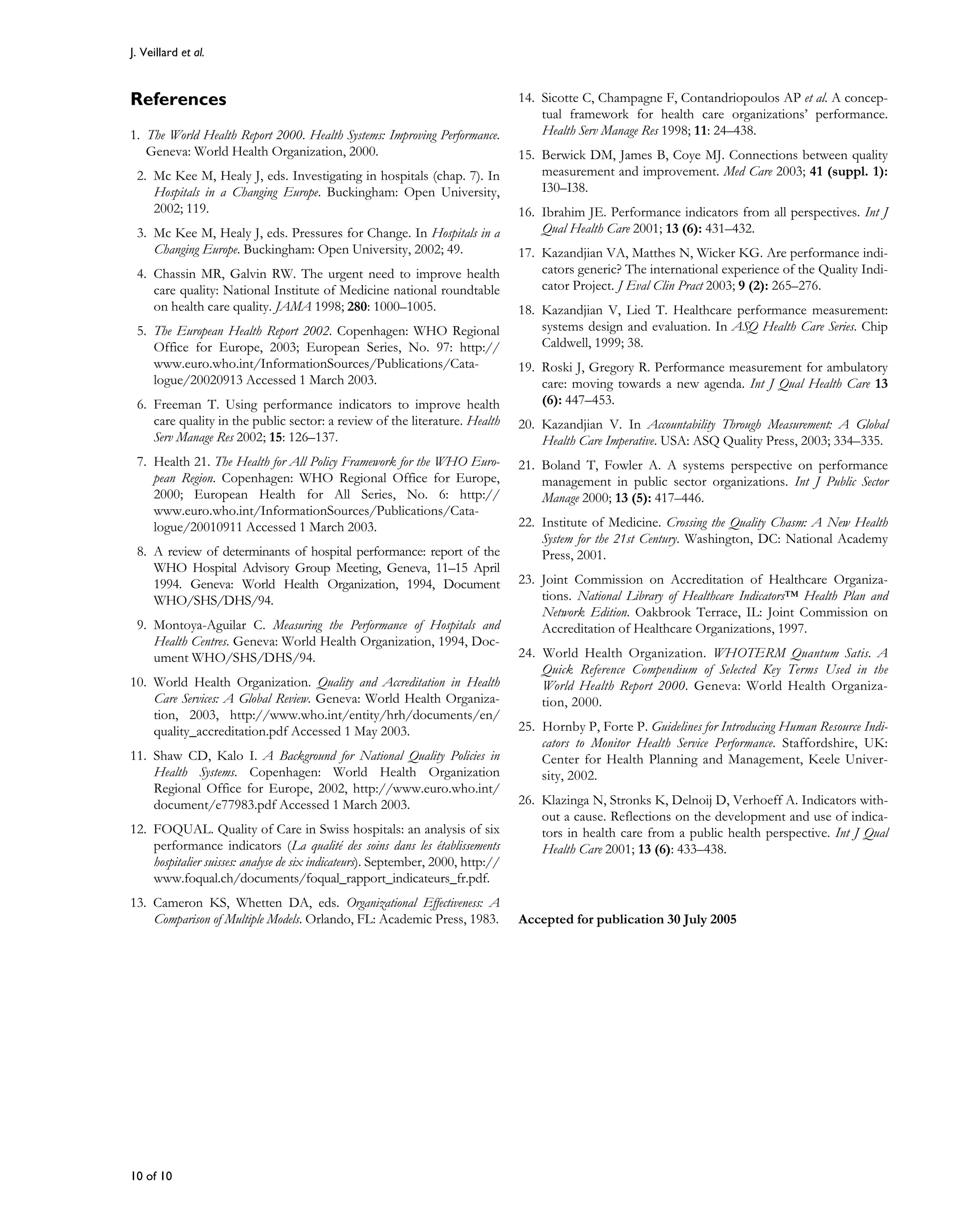 A Performance Assessment Framework For Hospital | PDF