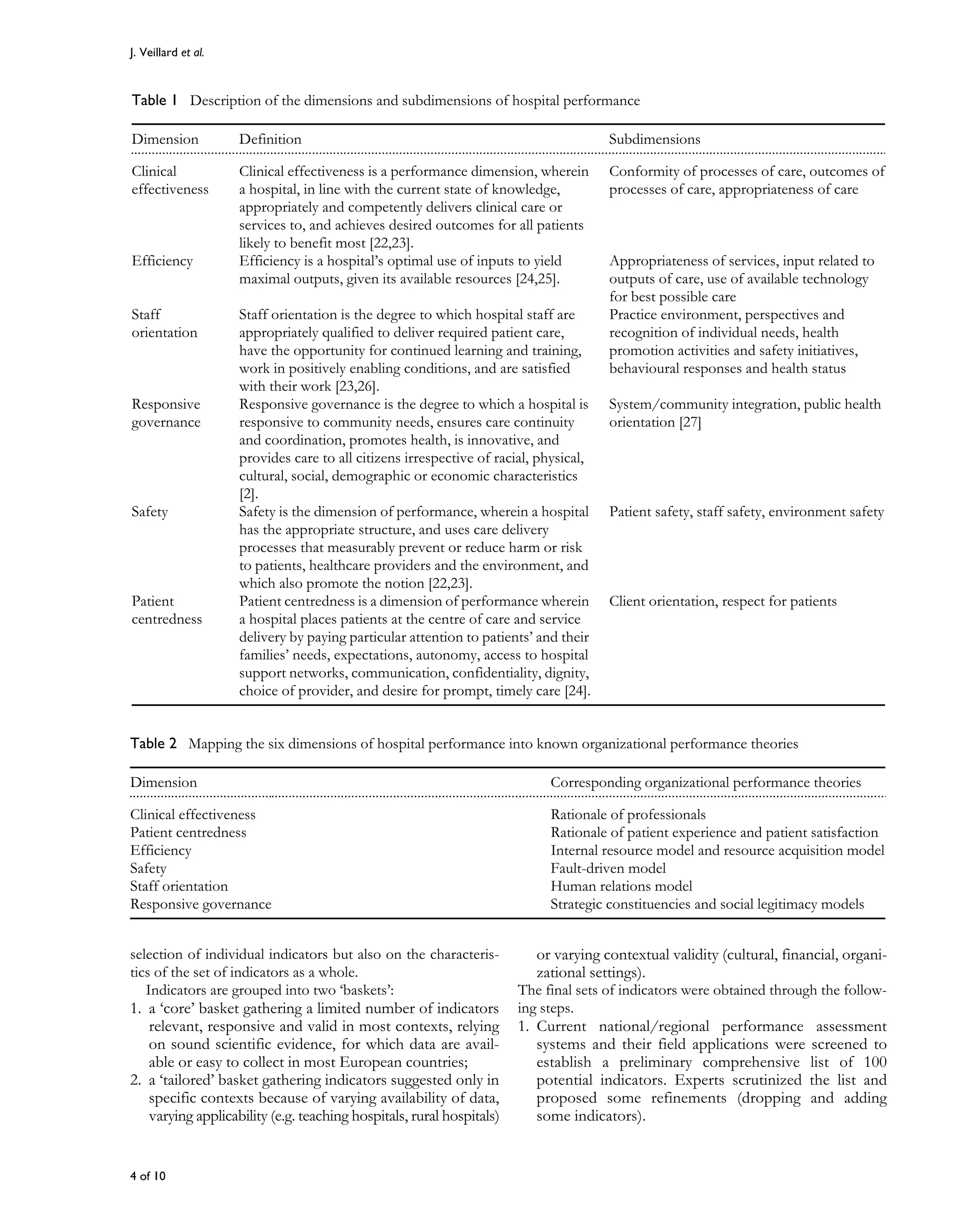 A Performance Assessment Framework For Hospital | PDF