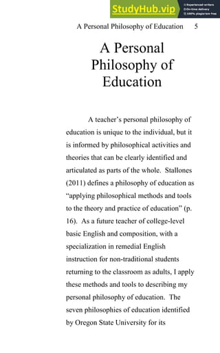 A Personal Philosophy Of Education | PDF