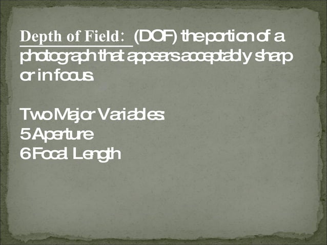 Aperture & Depth Of Field | PPT