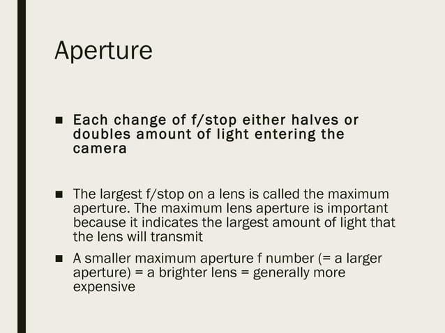 Aperture, exposure and depth of field | PPT