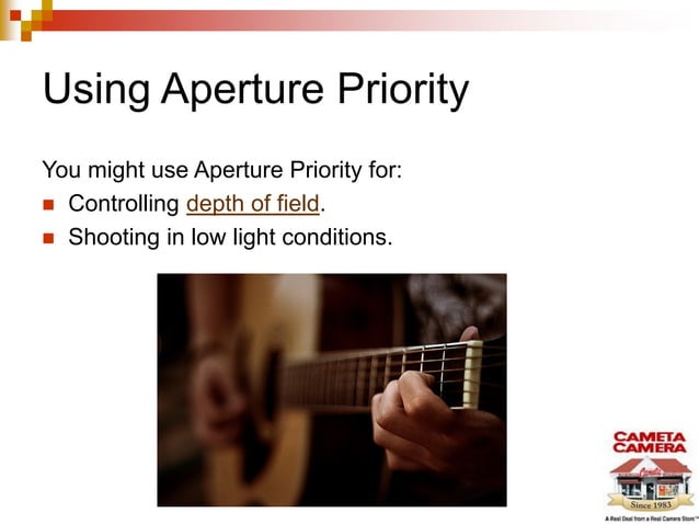 Using Aperture and Shutter Priority Modes on Your DSLR | PPT