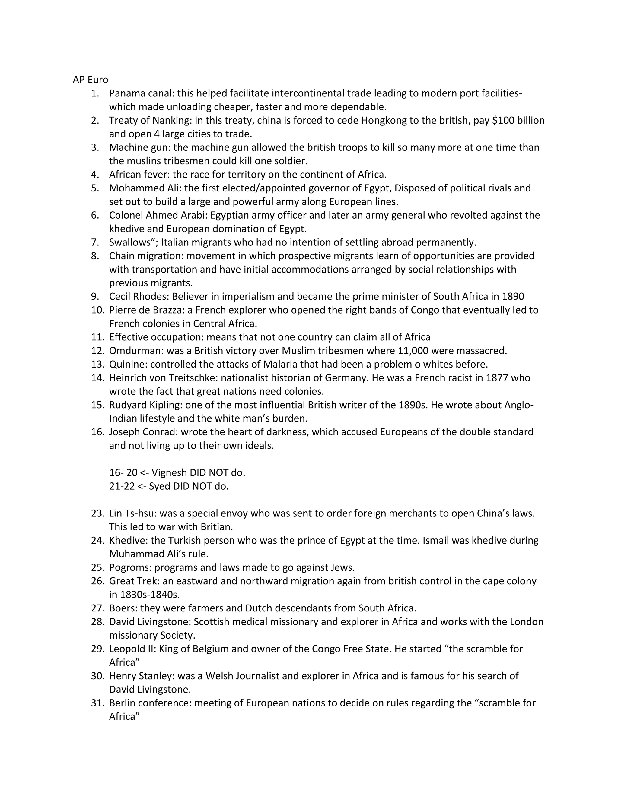 Ap euro ch 26 vocab | PDF