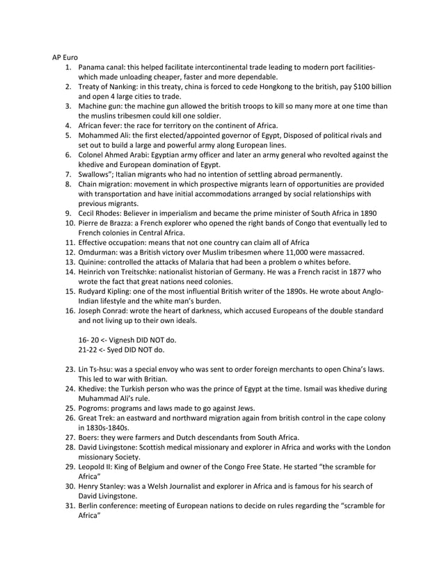 Ap euro ch 26 vocab | PDF