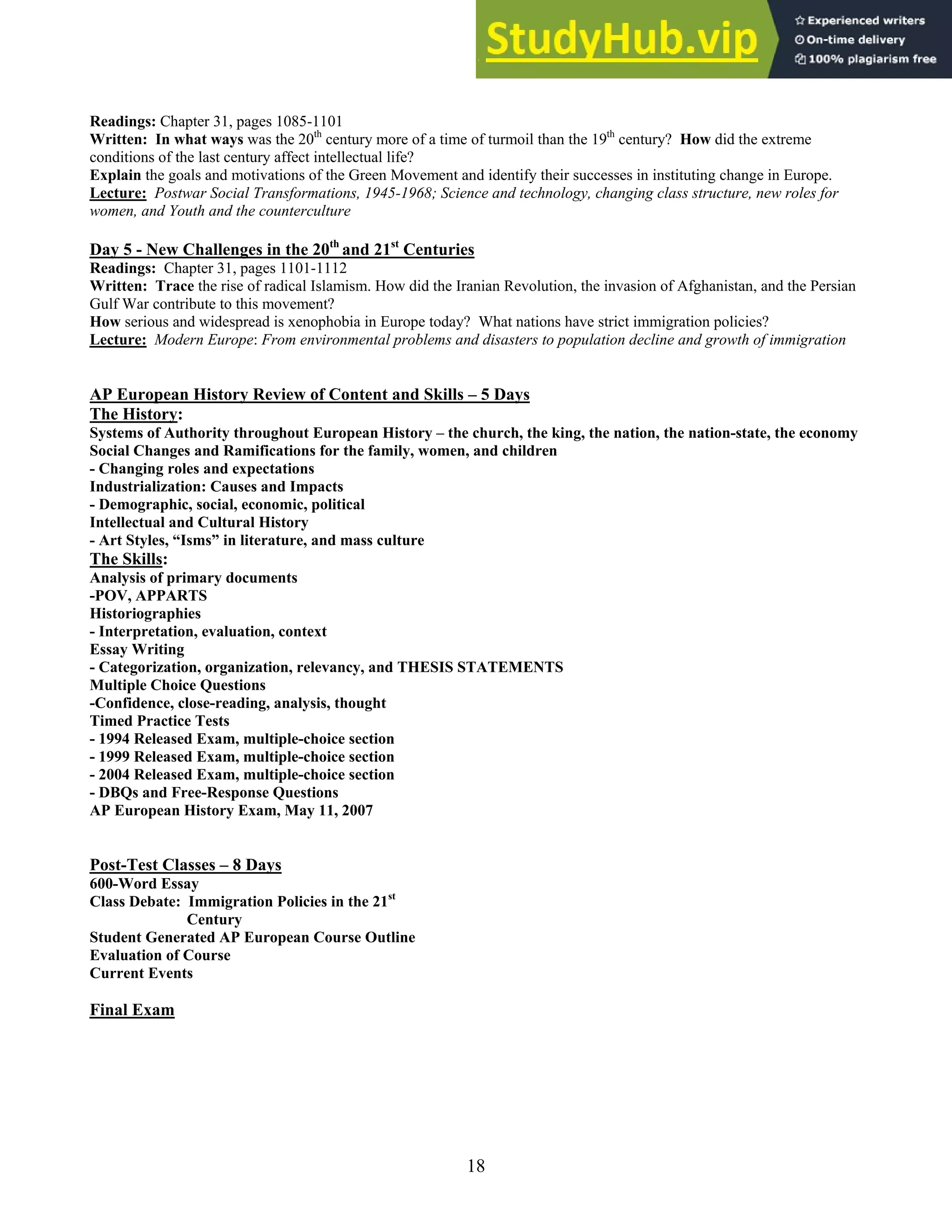 AP European History Course Description | PDF