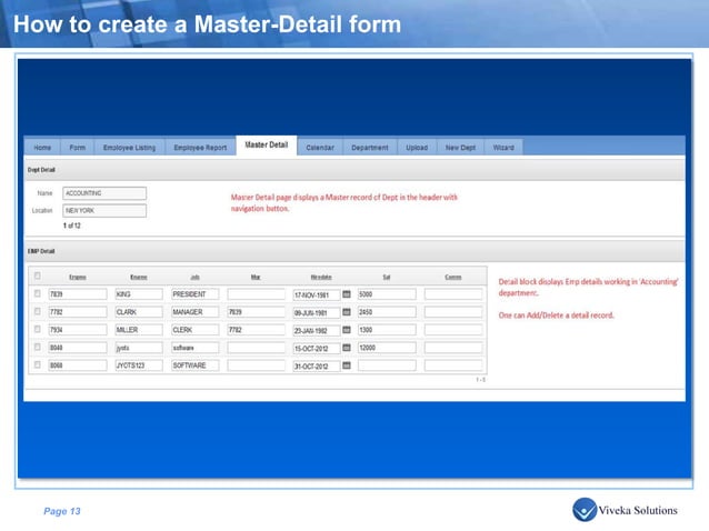 Apex - How to create a master detail form | PPT