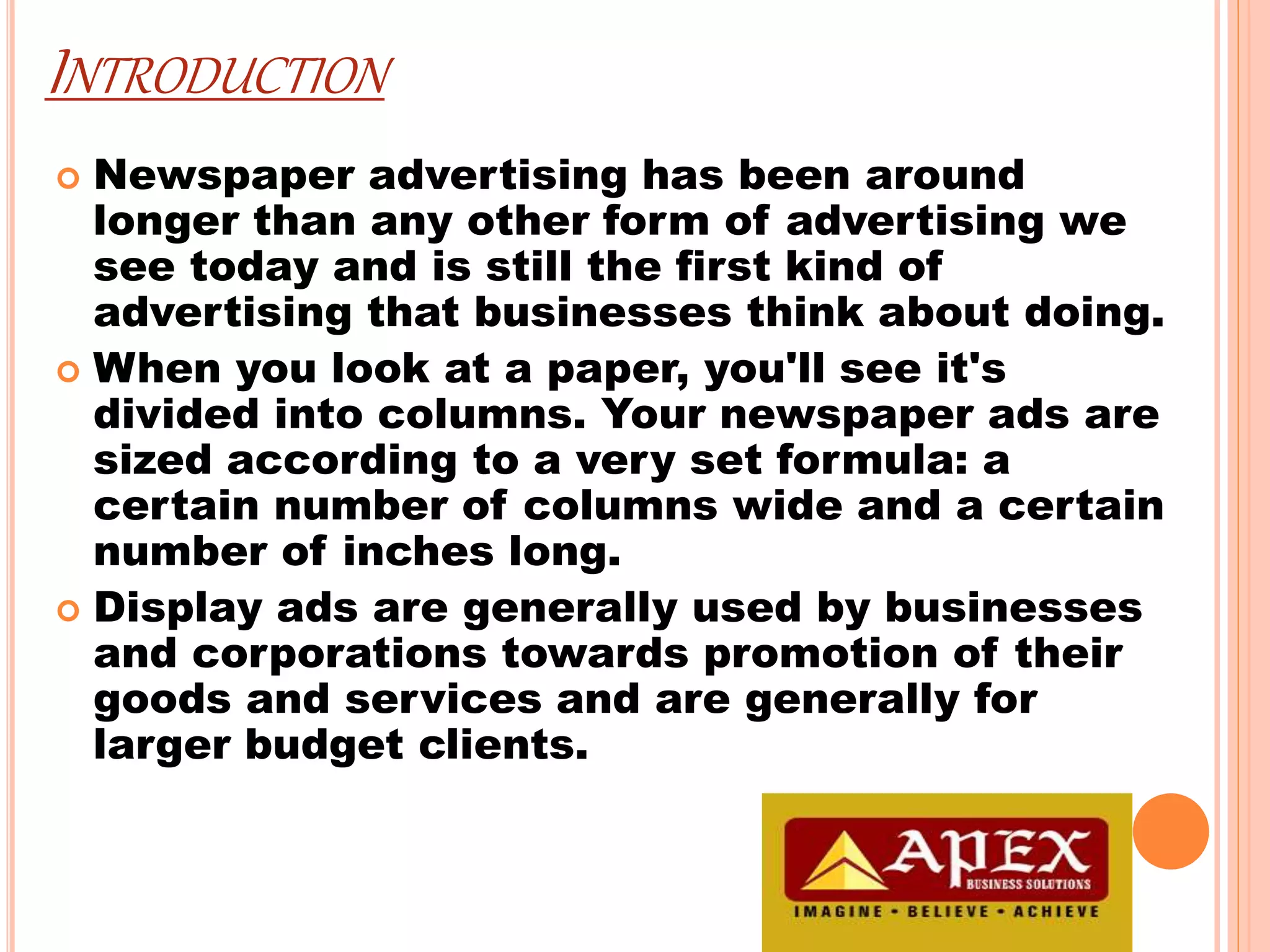 Newspaper Display Advertisiment | PPT