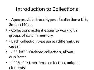 Apex_Collections_Ordered Basic to Advance | PPT
