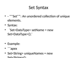 Apex_Collections_Syntax Basic to Advance | PPTX