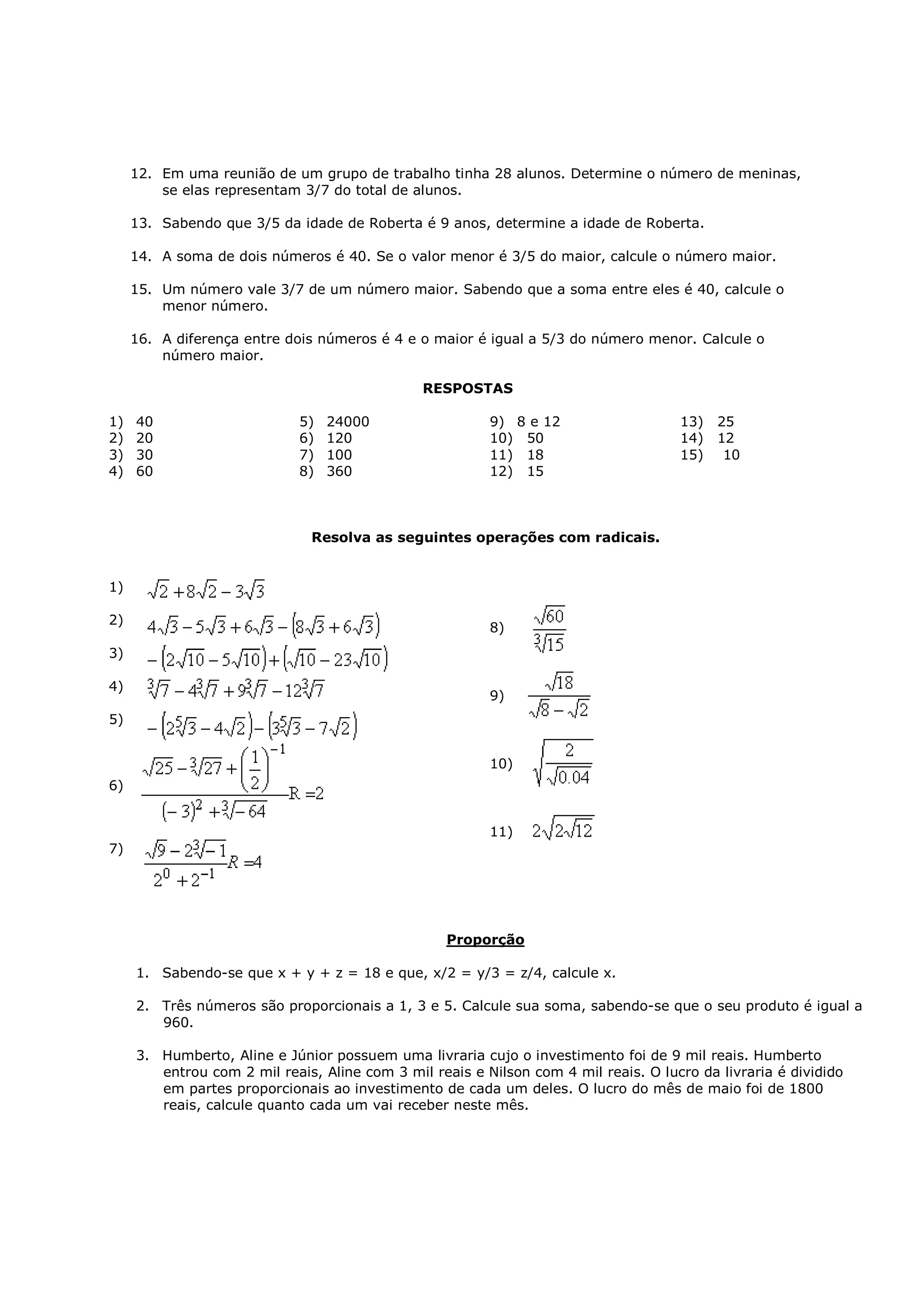 Ap exercicios matematica respostas 001 | PDF