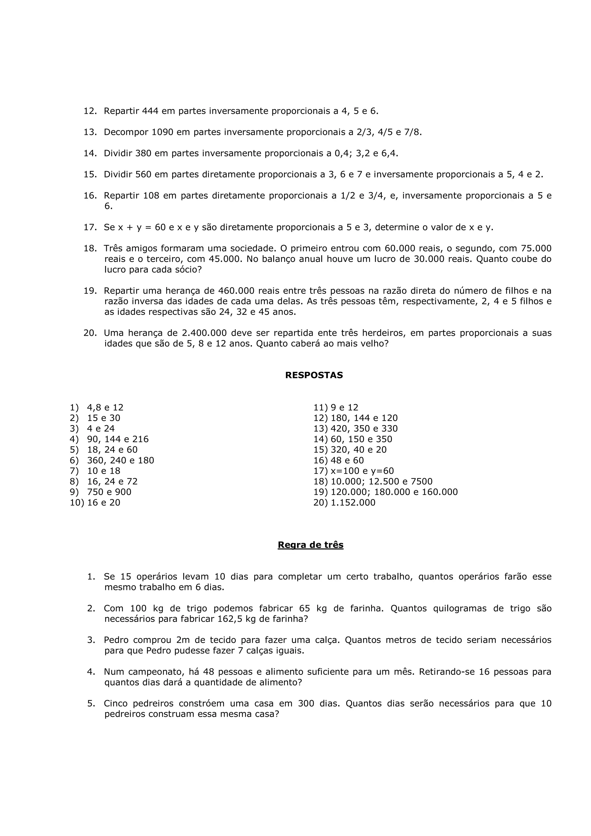 Ap exercicios matematica respostas 001 | PDF