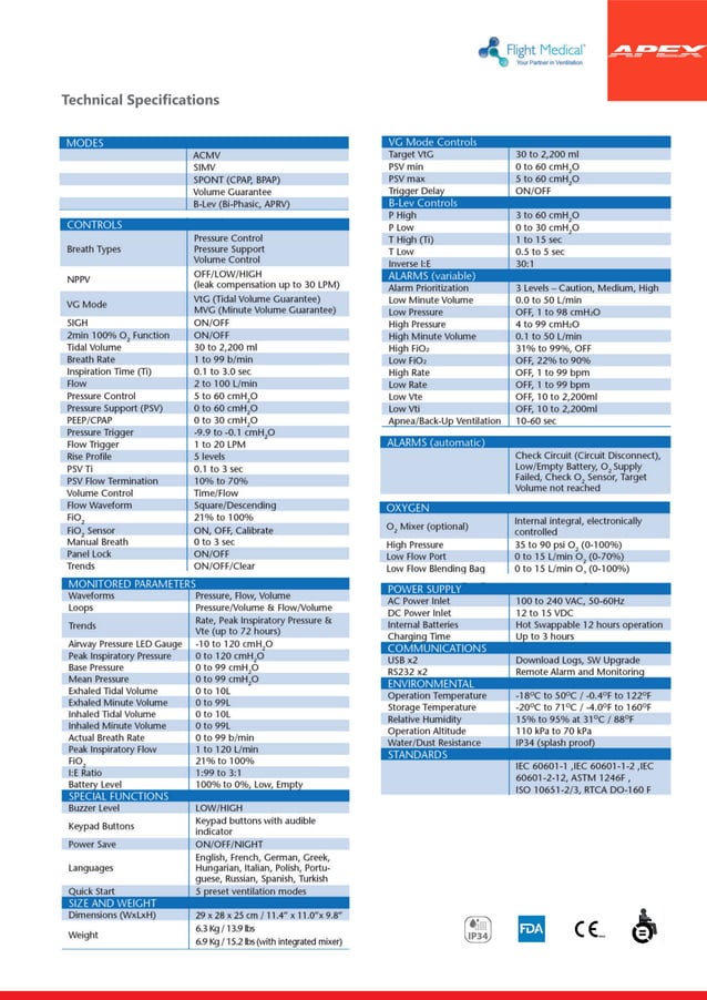 APEX FLIGHT 60 Ventilator | PDF | Lung and Respiratory Health ...