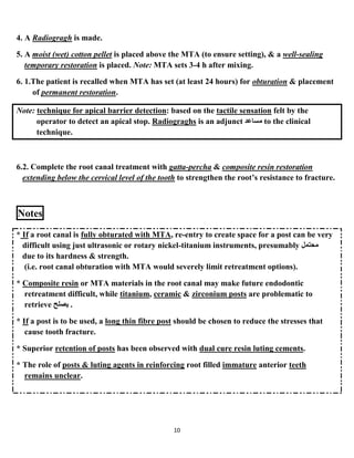 Apexification apeogenesis word2007 MTA mineral trioxide aggregate | DOCX