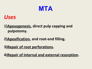 Apexification apexogenesis MTA mineral trioxide aggregate powerpoint ...