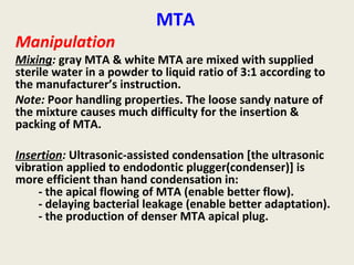 Apexification apexogenesis MTA mineral trioxide aggregate powerpoint ...