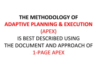 THE POWER OF ADAPTIVE PLANNING & EXECUTION (APEX): Sail to the Blue ...