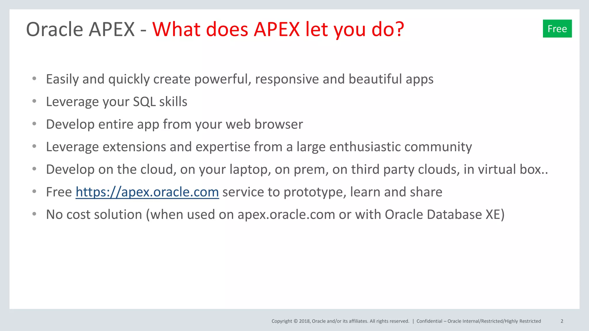 Oracle APEX Introduction (release 18.1) | PPTX | Databases | Computer Software and Applications