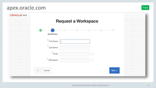 Oracle APEX Introduction (release 18.1) | PPTX | Databases | Computer Software and Applications