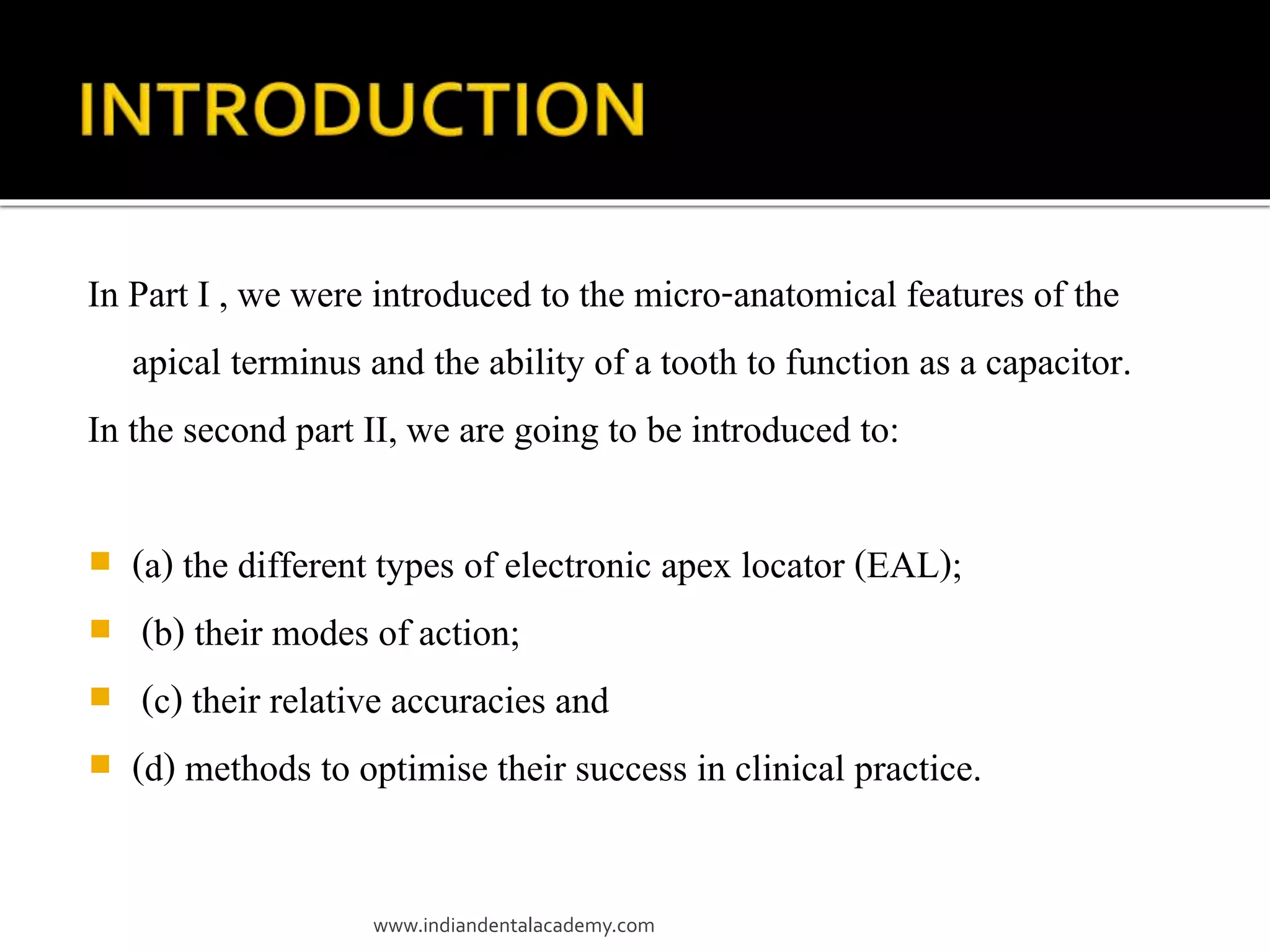 Apex locators / endodontics courses | PPTX